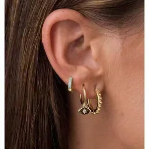 Jewelry | Dainty Evil Eye Huggie Earrings Gold Huggies Tiny Charm ...